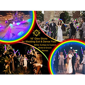 16" Foam Glow Sticks, 50 PCS, A Hit As Christmas Party Favors for Crazy Teen 12+: Durable & Reusable, Safety Lightsaber, Led Lights Glow in the Dark Party Supplies for Birthday | Wedding | Pool