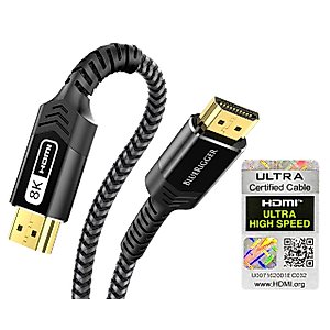 BlueRigger Certified 10K 8K HDMI Cable - 6FT (8K 60Hz Ultra HD, 48Gbps High Speed, eARC, HDR10, 4:4:4, HDCP 2.3) - Compatible with Game Consoles, HDTV, Apple TV, Monitor, Blu-Ray