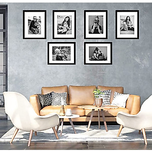 VMUZEDER 11x14 Picture Frame Rustic Black Wood Set of 6,Display Pictures 8x10 with Mat or 11x14 Without Mat,Multi Photo Frames Collage for Wall