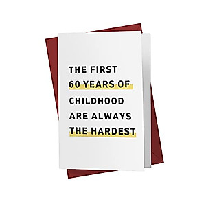 Happy 60th Birthday Card for Men Women, Funny 60th Birthday Cards for Husband Wife Dad Mom Brother Sister Friend, 60 Years Old Birthday Card, 60 Birthday Card with Envelope, Karto Yellow Childhood