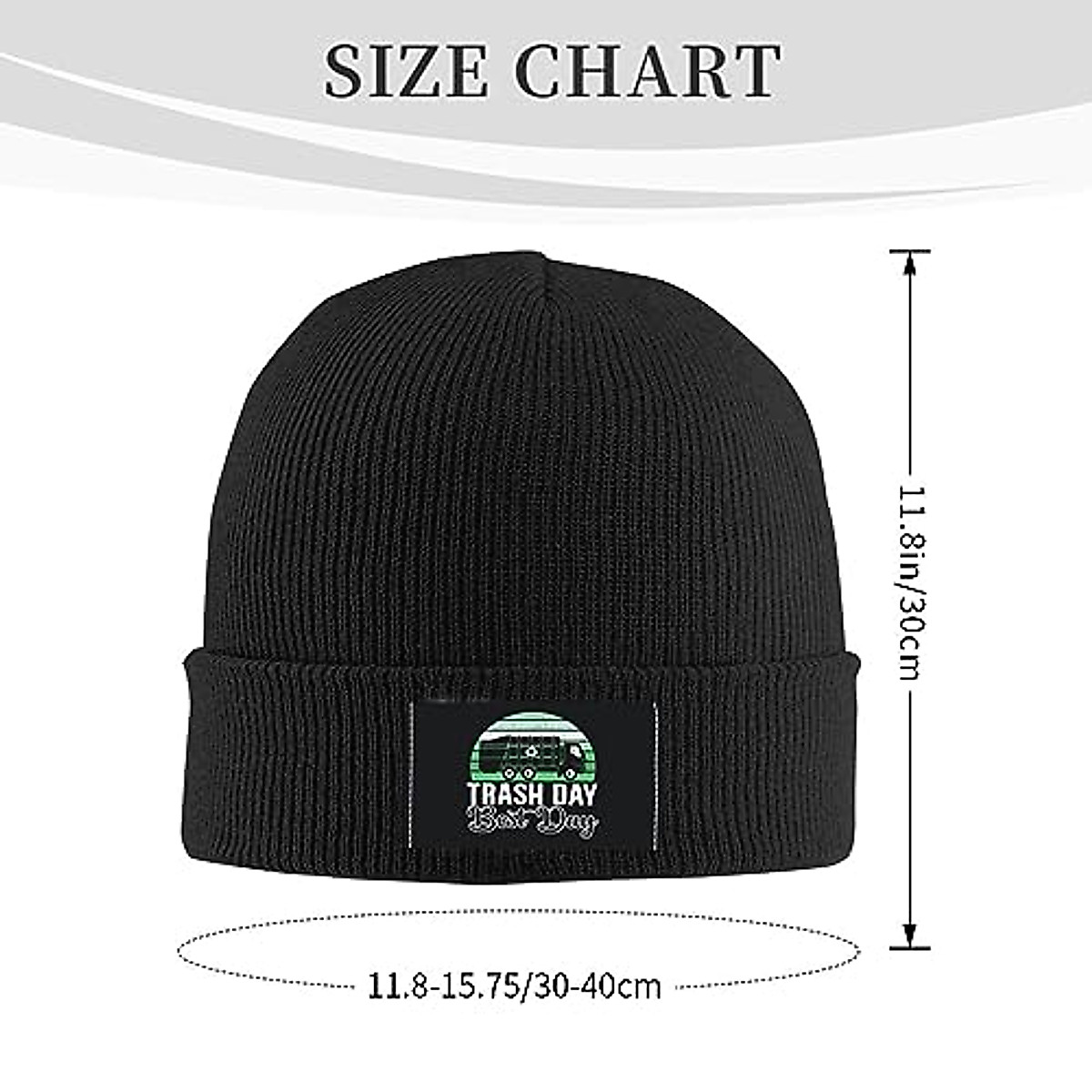 Trash Day Best Day Waste Management Garbage Truck Beanie Hat Men Winter Warm Hat Women Knit Slouchy Skull Cap Black