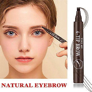 3Pcs Brow Pencil,Eyebrow Tattoo Pen,Long Lasting Waterproof Microblading Eyebrow Pencils,Brow Pen,with Eyebrow Trimmer,3 Eyebrow Models,for Creating Easy Natural Brows (Dark Brown)