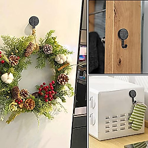 MUMIAO Strong Magnetic Hooks New Upgraded Neodymium Magnet Hooks Adhesive Hooks Two Functions - Reliable Magnetic Hooks Heavy Duty Stick on Wall Hooks for Indoor Outdoor Hanging (Black 2 Pack)