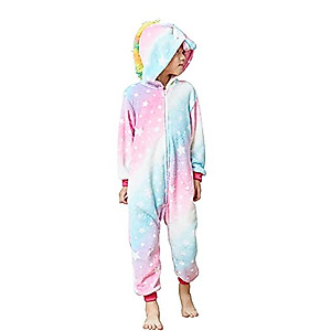 HQFURS Kids Unisex Unicorn Costume Animal Onesie Pajamas Halloween Christmas Gifts 10t