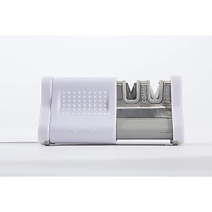 Smith’ 51124 Slide Sharp Edge Grip 4-Slot Sharpener - White - Compact - Non-Slip Base - Patented V Grip - Straight Edge & Serrated Blades - Asian Knife Sharpener