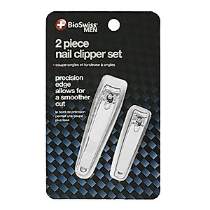 Set of 2 Bioswiss Nail Clippers, Toenail Clipper and Fingernail Clipper, Perfectly Manicured, Remove Ingrown Nails