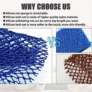 African Net Sponge, 2 Pieces African Exfoliating Net, Premium Nylon African Bathing Sponge Net, African Wash Net for Daily Back Body Scrub Scrubber Shower Net (Black, Blue)