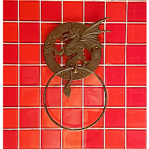 Konjouror Cast Iron Antique Dragon Towel Ring, Wall Mounted Medieval/Gothic Accessories for Bathroom