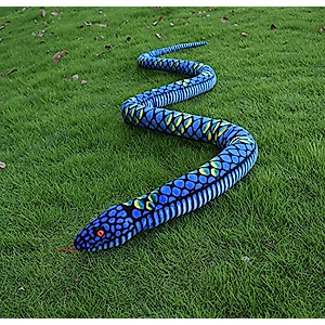 A-cool Giant Boa Constrictor Stuffed Animal Soft Snake Plush Toy (Blue（70"=180CM）)