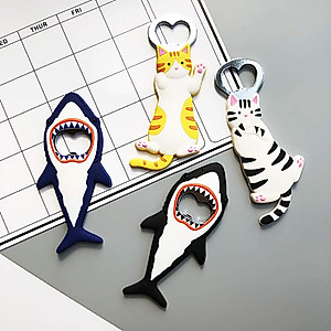 Refrigerator Magnet Silicone Metal Bottle Opener for Beer Coke Bartender Kitchen Barware Metal Novelty Cute Fun Shape (Dog-Gray)