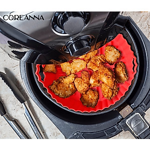 COREANNA Air Fryer Liners - "2-Pack Silicone Air Fryer Silicone Liners - Reusable, Heat Resistant, and Easy to Clean Replacement Pot for Air Fryer Oven Accessories - "Red"