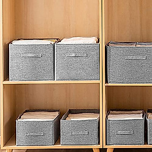 OVAKIA Storage Cube Organizer 4 Pack Collapsible Closet Bins with Handle Fabric Storage Boxes for Clothing Organization Shelf Basket for Bedroom Living Room Playroom