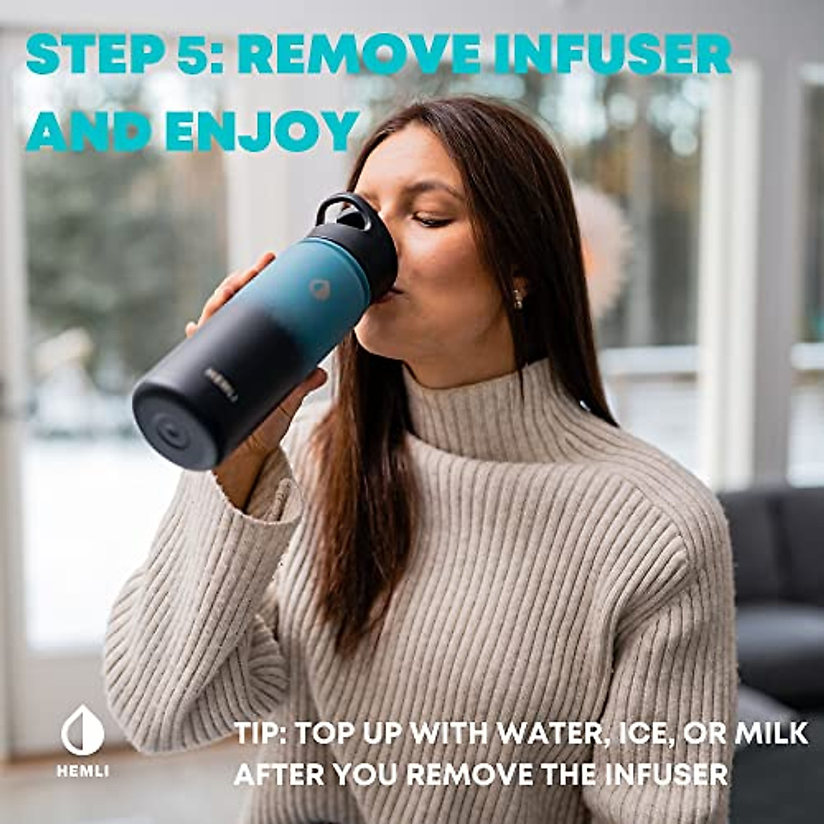 Hemli Cold Brew Bottle Coffee Maker, 18 oz Insulated Portable Cold Brew Cup To-Go Coffee Tumbler, Cold Brew Travel Mug with Stainless Steel Filter, Leakproof, Airtight, Rustproof