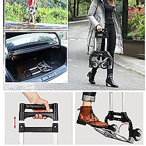 NEOCHY Trolleys,Shopping Cart Folding Grocery Shopping Cart with 2 Wheels Aluminum Alloy Luggage Cart Utility Cart Trolley for Shopping Luggage Tools Grocery Cart/Blue