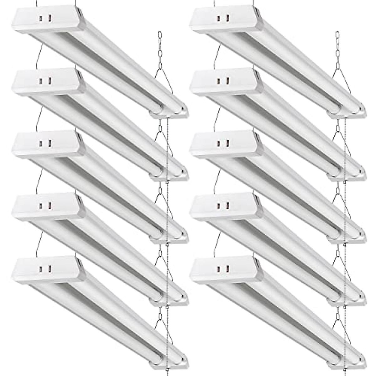 OOOLED 10 Pack LED Shop Light 4FT, 42W 4800LM 5000K Daylight Linkable LED Shop Light, Plug in Shop Light with Pull Chain (ON/Off), 4 Foot LED Shop Lights for Workshop, Garage, Shop