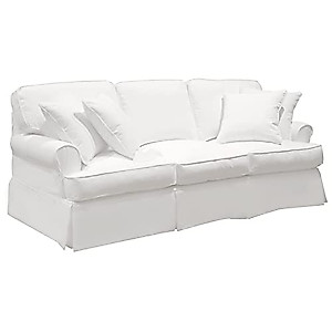 Sunset Trading Horizon Slipcovered Warm White Sofa, Small,