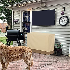 Cozzka 52 Inch Outdoor Prep Table Cover for Keter Unity XL Portable Outdoor Table and Storage Cabinet Heavy Duty Waterproof UV Resistant BBQ Grill Prep Table Cover Patio Bar Cooking Cart, Beige