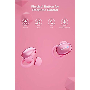1MORE Stylish True Wireless in-Ear Headphones - Bluetooth - 6.5 Hours of Battery - 15-Minute Quick Charge for 3 Hours of Use – Portable Charging Headphone Case Included - Pink (Renewed)