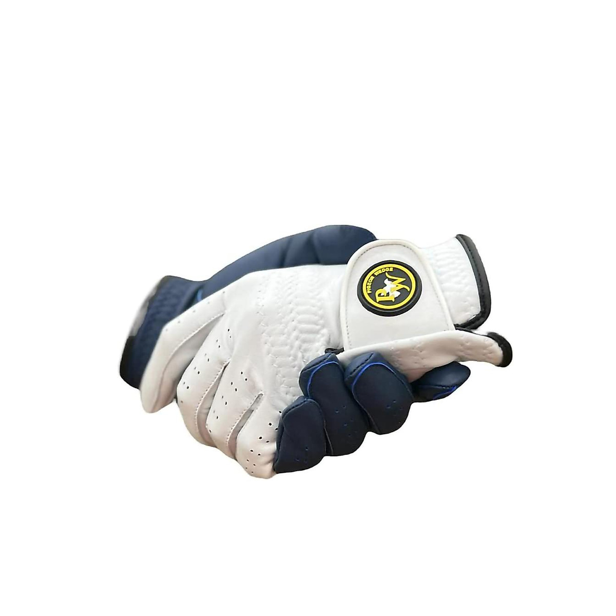 PIGEON WEDGE Leather Golf Glove for Men, Right Handed Golfers, White, Comfortable Design, Maximum Grip, All Weather Golfing Glove, Worn On Left Hand, Breathable, Durable, Gift for Golfers