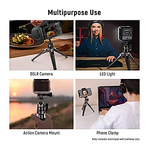 NEEWER Mini Metal Table Tripod with 360° Ball Head, Supports Vertical Recording and Handle, Portable Travel Tripod with 1/4 Inch Screw for Camera Mobile Phone Action Cam, Max. Load 3 kg, TP29