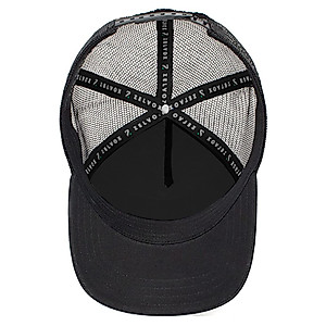 Z Zelvox, Adjustable Snapback Mesh Trucker Hat, Capybara Black Cap, Mesh Baseball Cap, Capybara Embroidered Trucker Hat, Unisex (Pull Up)