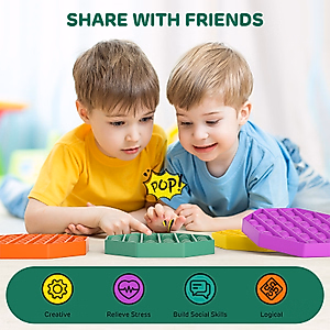 SoulLife 12 Pack Fidget Toys,Push Pop Fidget Sensory Toys Set,Stress Relief Gifts for Kids & Adults,Pop Bulk & Party Favors Toddler Toys for Easter Gifts,Party Supplies,Classroom Prizes