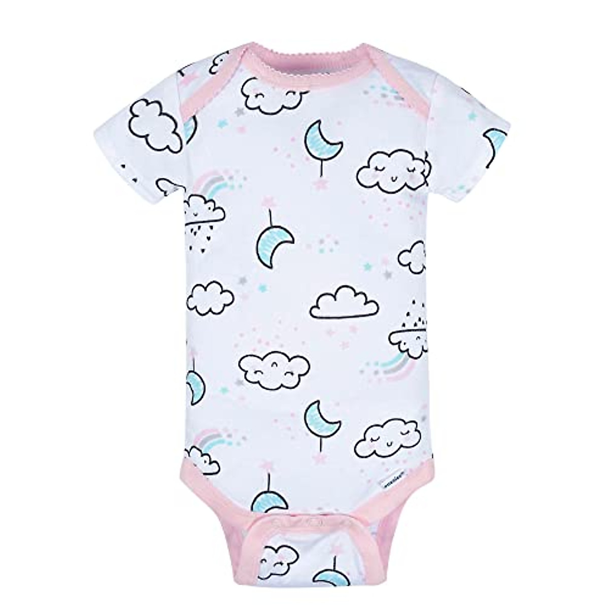 Gerber Baby Girl's 8-Pack Short Sleeve Onesies Bodysuits, Clouds, 12 Months