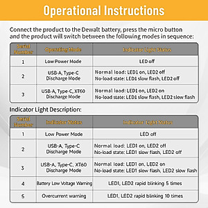 Kzreect Power Wheels Battery Adapter with USB Ports & XT60 Port, Fit for DeWalt 20V Battery, Fast Charging USB Charger Power Adapter for Mobile Devices, DIY Projects, Work Light (Tool Only)