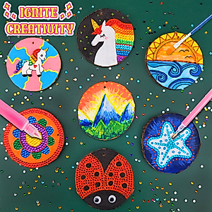 klmars Kids Wooden Painting Kit-Glow in The Dark-Arts & Crafts Gifts for Boys Girls Ages 5-12-Wood Slice Craft Activities Kits - Creative Art Toys for 5, 6, 7, 8, 9, 10, 11 & 12 Year Old Kids