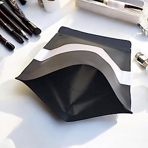 Boshmo Matt Stand Up Pouch Bags, 100 Pieces Reusable Zip Lock with Matt Window for Multi-purpose Storage (Black)