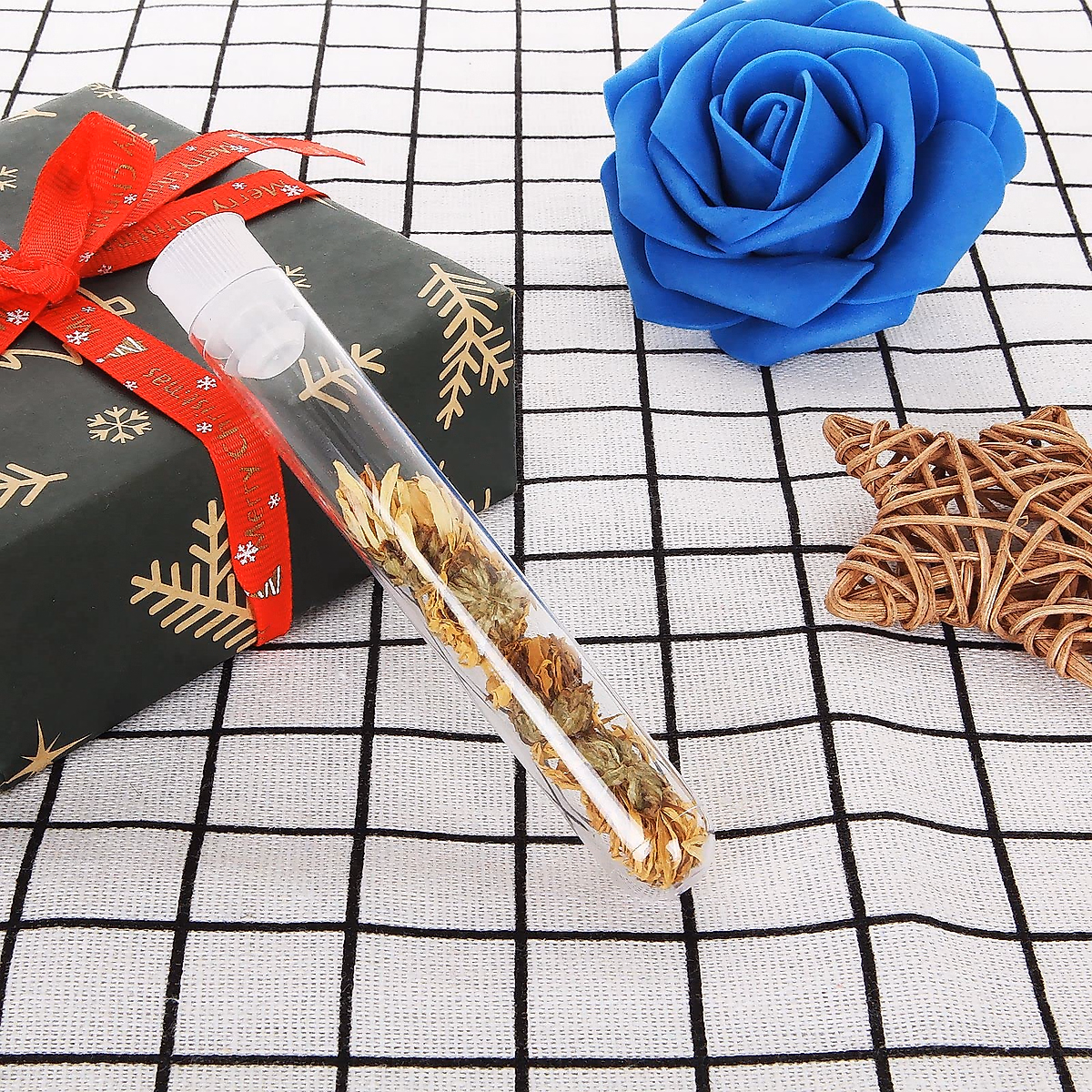 120Pcs Plastic Test Tubes with Lids and Rack, 16x100mm(10ml) Test Tubes with Cap and Holder Rack, Test Lab Tube for Scientific Experiments, Candy, Beads, Liquid Storage, Party Decor