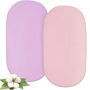 Bassinet Sheets Fit for Graco Sense2Snooze, Snoo, Delta Children, Dream On Me Karley, Chicco and Regalo Baby Bassinet,100% Cotton, 2 Pack, Ultra Soft Bassinet Sheet, Pink and Purple