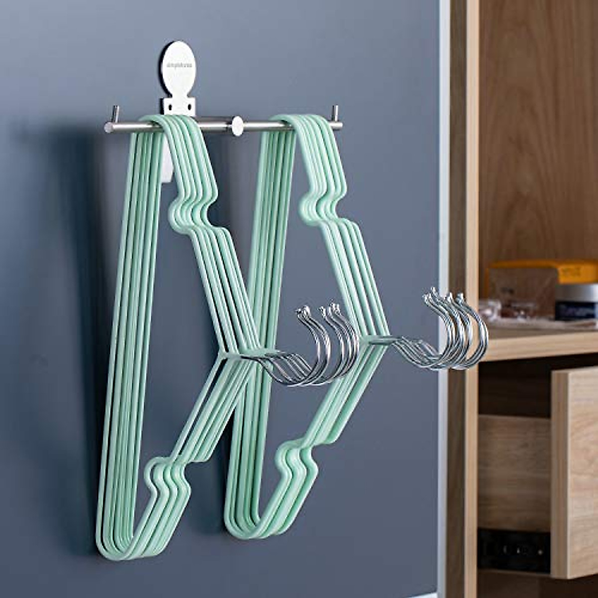 simpletome Clothes Hanger Storage Rack Organizer Wall Mount Adhesive OR Drilling Installation(Human Shape,10.8")