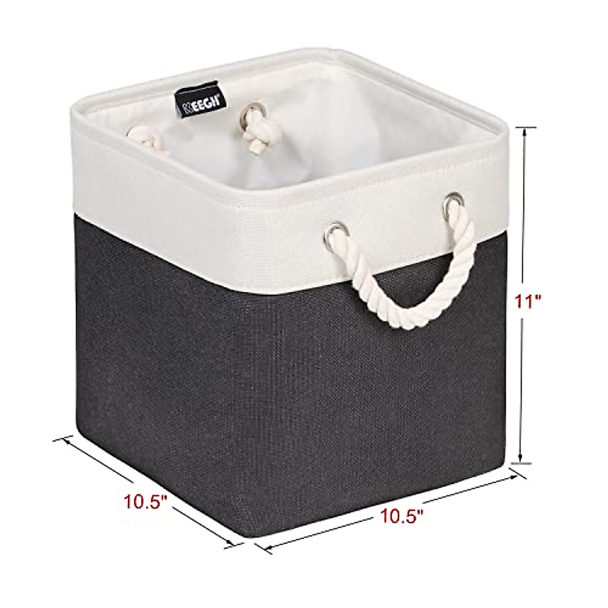 KEEGH Fabric Cube Storage Bins 10.5x10.5 Foldable Storage Bins Small Cube Organizer Baskets for Closet Shelf Nursery Bedroom Office Organizing,Sturdy Storage Box with Handles, Black