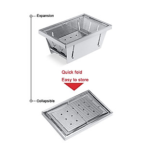 QTBH Barbecue Desk Portable Stainless Steel Grill Mini Outdoor Camping Barbecue Grill Charcoal Barbecue Grill Outdoor Commercial Folding Barbecue Tool Tabletop Barbecue