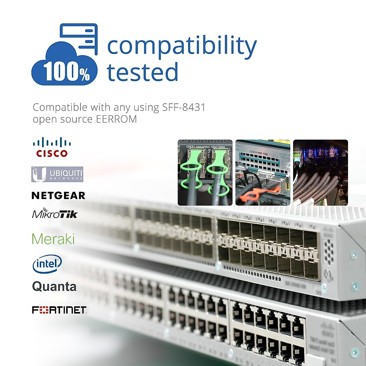 SFP+ Cable, 10G SFP+ DAC, 0.5M(1.64ft), Passive Direct Attach Copper Twinax Cable for Cisco SFP-H10GB-CU0.5M, Ubiquiti UniFi UC-DAC-SFP+, Meraki, Mikrotik, Intel, Fortinet, Netgear, 0.25m-7m