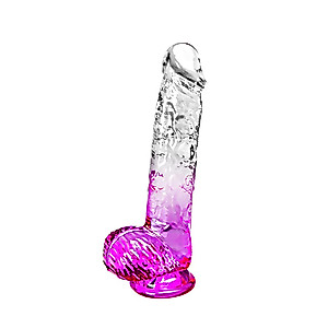 Realistic Clear Cute Purple Dildo - Life Like Adult Sex Toy for Women Pleasure, 6 Inch Fake Small Thin Dildo with Suction Cup for Beginner & Woman Men