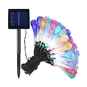 sknonr Solar LED String Lights, Drop-Shaped Warm Light Color Light Outdoor Lighting, Used for Terrace, Lawn, Home, Garden, Wedding, Party Decoration 12m 100 LED