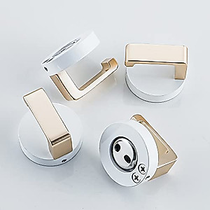 Gold Towel Hook for Bathroom Set of 2 - Upgraded 19 lb Capacity White Rose Gold Wall Hooks for Kitchen Cabinet, Closet Heavy Duty Alu Alloy Robe Hooks for Bedroom Hotel Easy to Use, 2 Pack White Gold