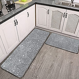 Silver Glitter Sparkles Kitchen Rugs Set Water Absorb Microfiber Non-Slip Kitchen Rug Bathroom Mat Doormat Carpet for Laundry