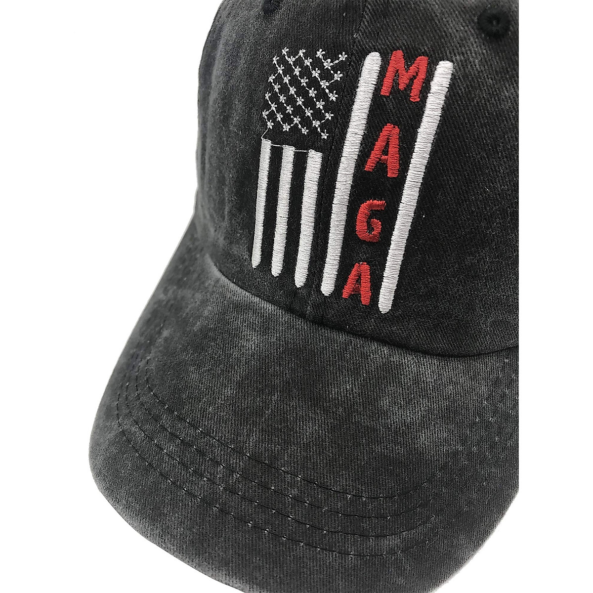 Unisex Make America MAGA Great Again Vintage Adjustable Baseball Cap Denim Dad Hat (One Size, Embroidered Black)
