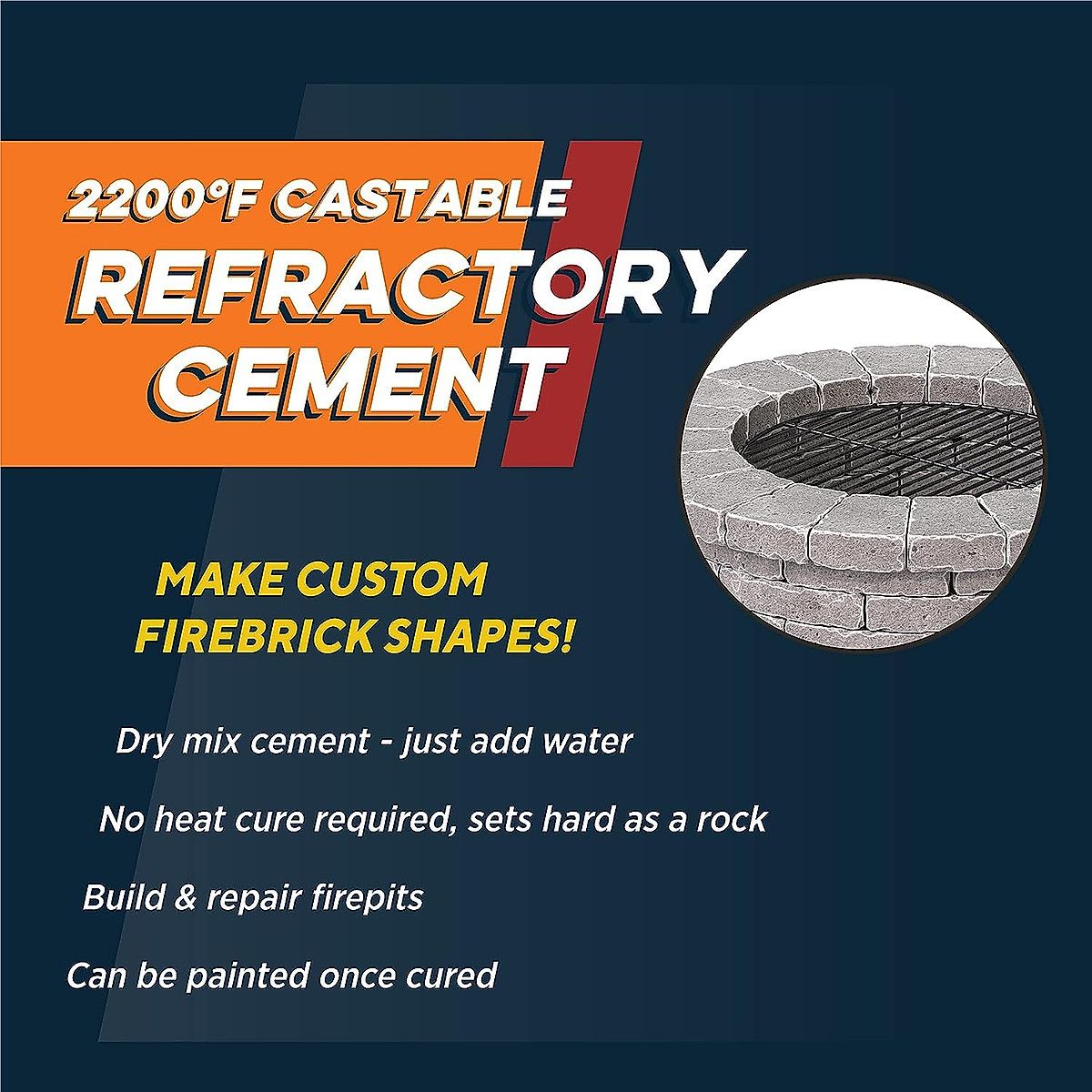 Rutland Castable Refractory Cement, High Temp Fireplace & Woodstove Fire Cement, Taupe, 12.5 Pound