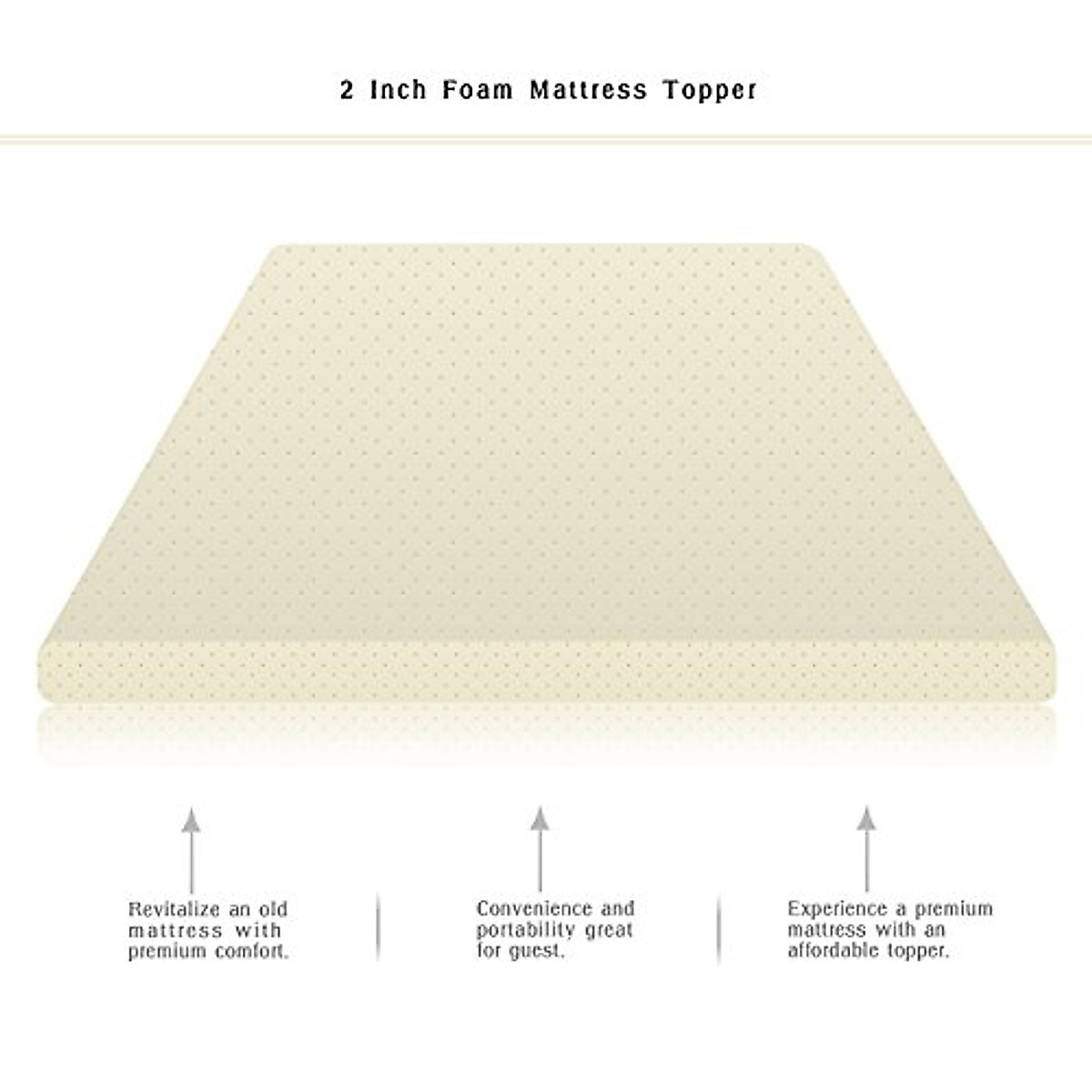 Continental Sleep 2-Inch Foam Topper,Adds Comfort to Mattress, CertiPUR-US Certified, Full, Off White