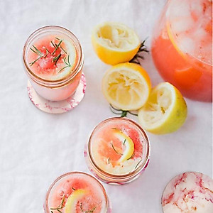 AD Set of 6 Coasters for Drinks Absorbing Round Ceramic Stone Coaster with Cork Base Tabletop Protection Mat for Mugs and Cups,Office,Kitchen (Pind Marble with Holder)