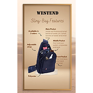 Westend Urban Crossbody Slingbag, Travel Daypack for Men and Women, Navy