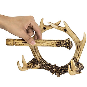 MyGift Wall Mounted Rustic Resin Single Toilet Paper Roll Holder with Deer Antler Shaped Design, Holds 1 Roll