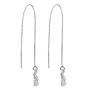 Sterling Silver Earrings Cubic Zirconia Earrings Hypoallergenic Earrings Tassel Earrings Threader Earrings Wave Ear Cuff Silver-Tone Earrings for Women Sensitive Ear Elegant Gift