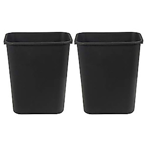 AmazonCommercial 7 Gallon Commercial Office Wastebasket, Black, 2-Pack