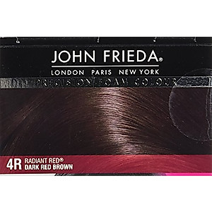 John Frieda Precision Foam Colour, Dark Red Brown 4R, Full-Coverage Hair Color Kit, Anti-Fade Gray Coverage, Deep Color Saturation Hair Dye, 1 Application