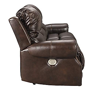 Signature Design by Ashley Buncrana Traditional Power Reclining Sofa with USB Charging Port, Brown